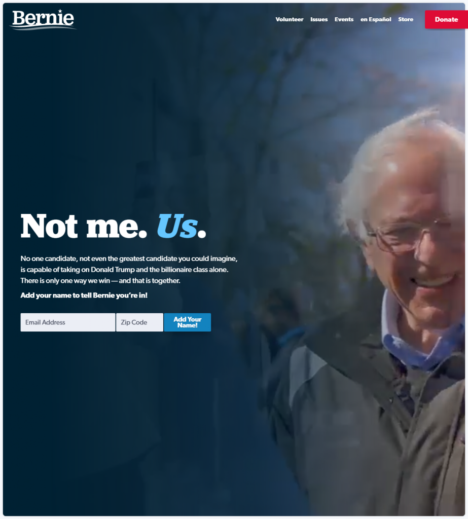 June 2019 Homepage Snapshot: Senator Bernie Sanders